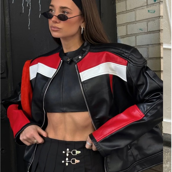 Lioness | Jackets & Coats | Lioness Top Model Onyx Leather Jacket ...